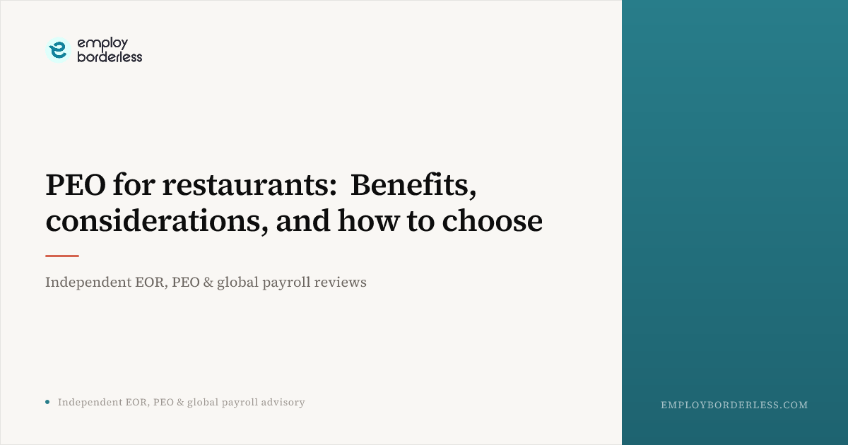 PEO for restaurants: Benefits, considerations, and how to choose